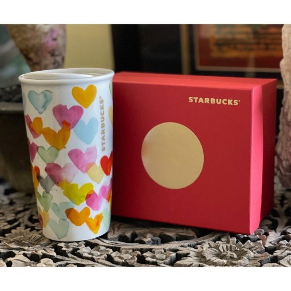Starbucks | Kitchen | Valentines Day Starbucks Watercolor Hearts ...